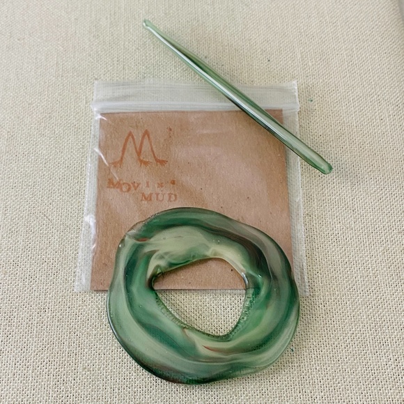 moving mud | Jewelry | Moving Mud Green Marbeled Hand Blown Glass Knit ...